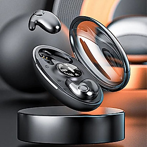 SENOY Invisible Sleep Wireless Earphone IPX5 Waterproof, True Wireless Earbuds Sense-Free to Wear Bluetooth 5.3 Headphones Touch Control with Wireless Charging Case, Double Noise Cancelling (Black)