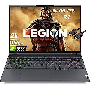 Lenovo 2022 Newest Legion 5 Pro 16" WQXGA 2K IPS 165Hz 500nits Gaming Laptop (8-Core Ryzen 7-5800H GeForce RTX 3060 6GB, 64GB RAM, 1TB SSD), RGB Backlit, Nahimic, IST Cable, Windows 11 Home, Grey