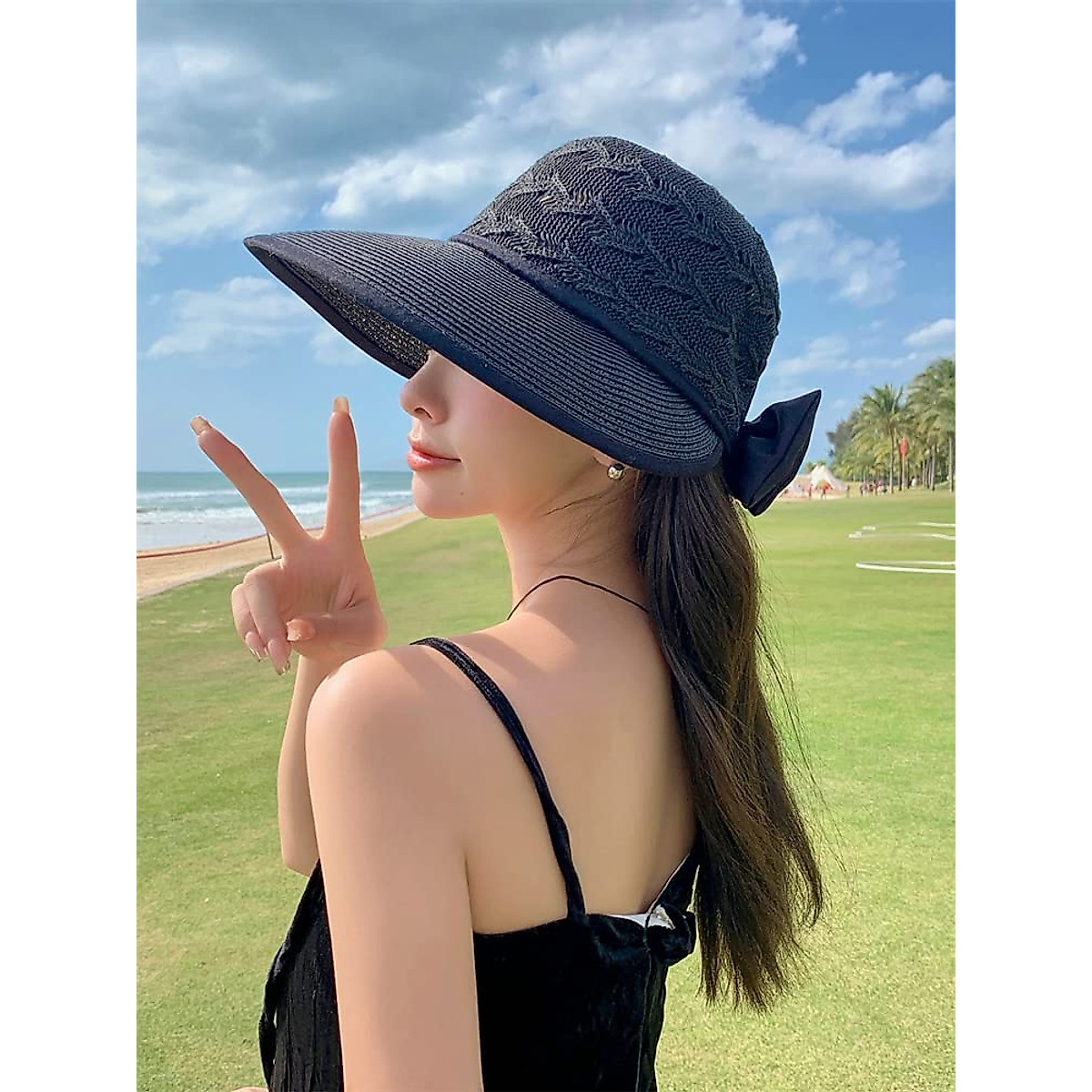 Wide Brim Beach Hats for Women Breathable Sun Hat Bucket Hat Sun Visors Fishing Cap for Travel Picnic Outdoor Summer 2024 Khaki