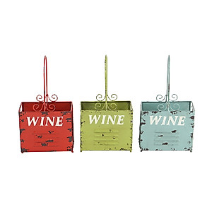 Deco 79 Metal wine Holder 3 Assorted, 8 by 15"