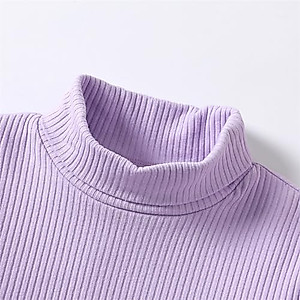 PATPAT Girl's 2 Pieces Plaid Dress Set Outfits Casual High Neck Long Sleeve Crop Top and Preppy Camisole A-Lined Dresses Sets Purple 8-9 Years