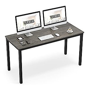 Teraves Computer Desk/Dining Table Office Desk Sturdy Writing Workstation for Home Office (55.11“, Black Oak)