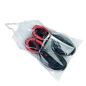 InfinitePack Large 10"x14"(100pcs) Transparent Shoe Bags for Travel, Portable Shoe Bags, Shoes Pouch Storage Organizer with Drawstring for Men & Women aClear Window Shoes Pouch with Rope