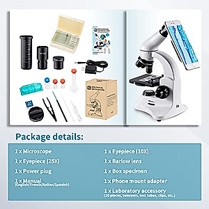 BEBANG 40X-2000X Microscope for Adults, Professional Biological Optical Microscopes with Prepared Slides School Home Lab Education Gifts for Kids Students Beginners