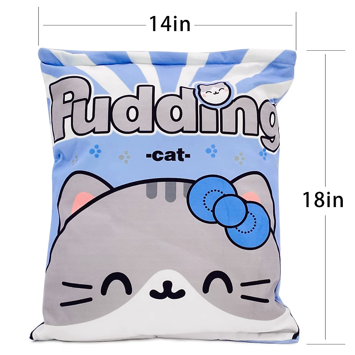 Nenalayo Cute Kitty Cat Snack Pillow Pudding Decorative Stuffed Animal Dolls for Bed Couch Creative Toy Gifts for Teens Girls Kids (Blue)