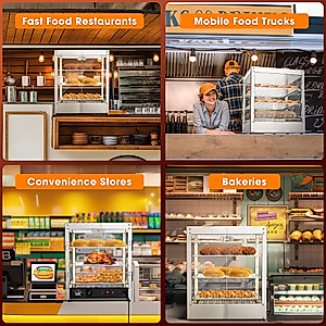 WeChef 3-Tier Commercial Food Warmer Display Pizza Warmer Countertop Pastry Warmer for Restaurant Cafe Buffet 20x20x24