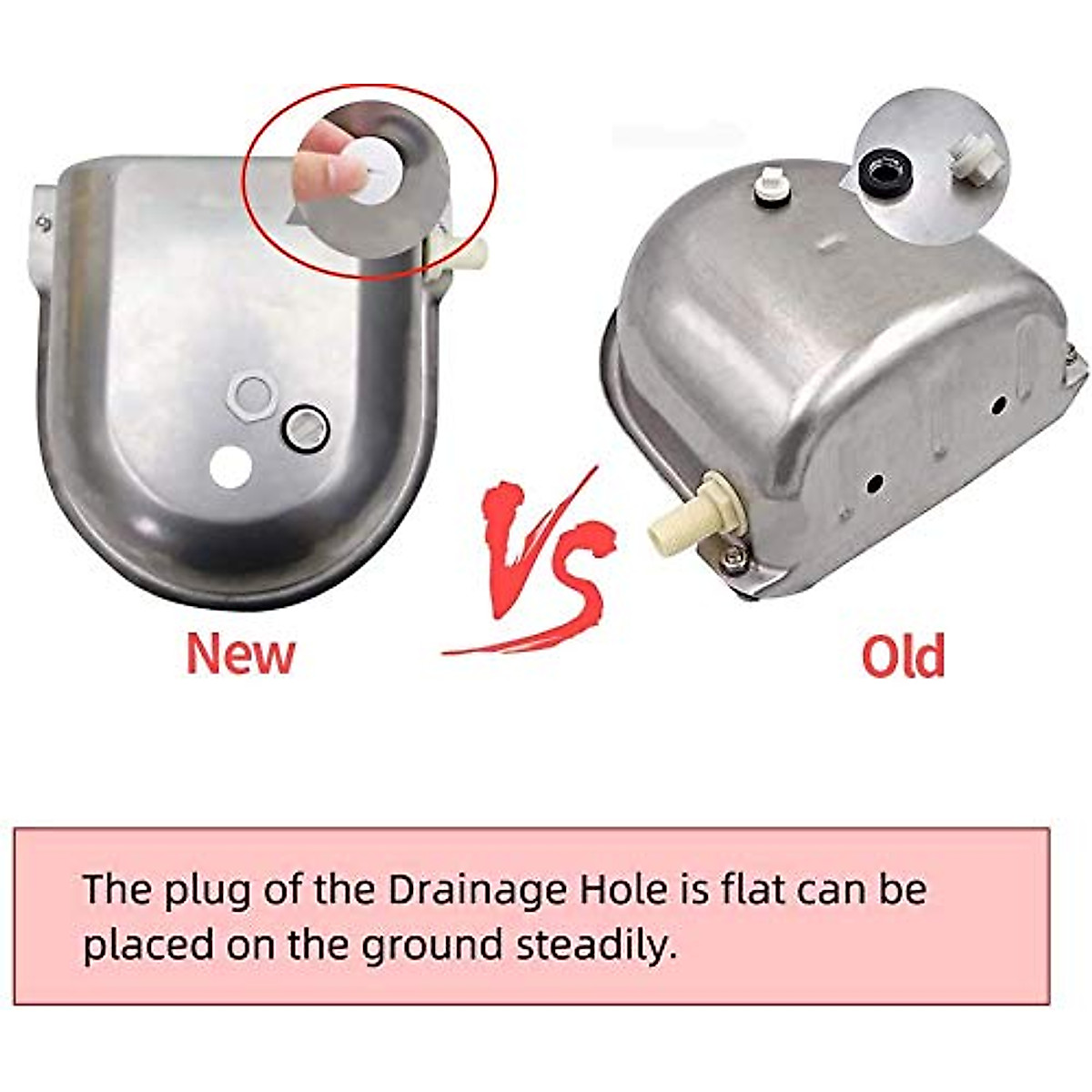 Upgraded Stainless Steel Automatic Livestock Waterer Bowl with Float Valve and Extra Drain Plug, Farm Grade Stock Water Trough for Horse,Goat, Dog,Pig Water(Comes with 2 Drain Plugs)