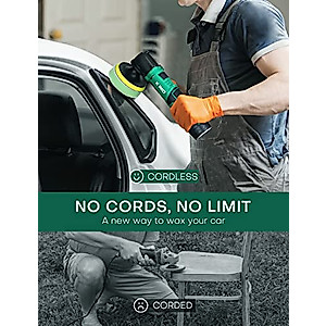 KIMO Cordless Car Buffer Polisher Kit w/1 Hour Fast Charger, 5 Variable Speeds, 4-INCH Small Buffer Polisher for Car Detailing, 6 Accessories for Car Waxing/Scratch Removing/Home Appliance Polishing