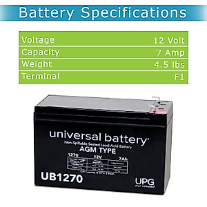 Universal Power Group UPG 12V 7AH Replacement Battery for ADT 477967