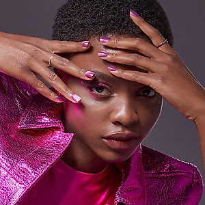 KISS imPRESS No Glue Mani Press-On Nails, Color FX, 'Levels', Dark Pink, Short Size, Squoval Shape, Includes 30 Nails, Prep Pad, Instructions Sheet, 1 Manicure Stick, 1 Mini File