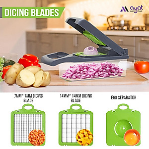 Vegetable Chopper Container Onion Slicer | 16 in 1 Multi Functional Food Chopper with Container BPA Free Material & Dishwasher Safe Veggie Chopper Vegetable Cutter