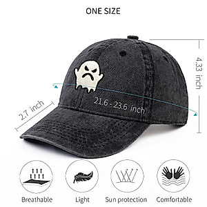 Heucapc Embroidered Halloween Baseball Cap Vintage Ghost Denim Hat Adjustable Embroidery Pumpkin Dad Hats for Men Women