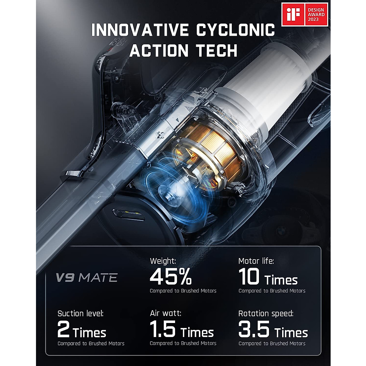 Fanttik RobustClean™ V9 Mate Cordless Car Vacuum, 13kPa/40AW, Handheld Vacuum with Various Attachments, 2-Hour Fast Charge, Lightweight Cordless Vacuum with LED-Display&Light, for Car Home Cleaning