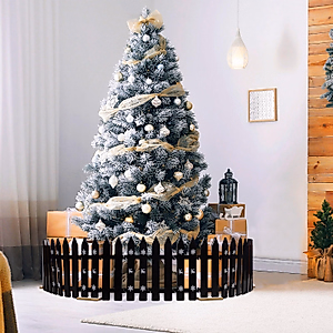 36PCS Christmas Tree Fence Black Decorations - Xmas Indoor Outdoor Gate for Pet Garden Plastic Picket Fences Party Decor (Assembly Needed)