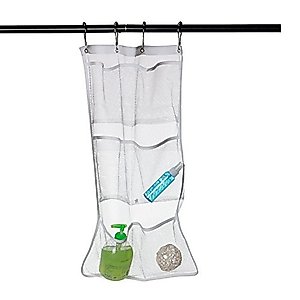 Olibay Hanging Mesh Pockets Shower Organizer with 6-Pocket, 4 Rings, Can Hold 340oz/1000ml Shampoo