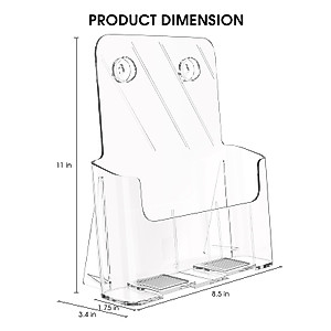 KTRIO Acrylic Brochure Holder 8.5 x 11 inches Plastic Acrylic Literature Holders Clear Flyer Holder Rack Card Holder, Magazine, Pamphlet, Booklet Display Stand Trifold Holder Desk or Wall Mount 2 Pack