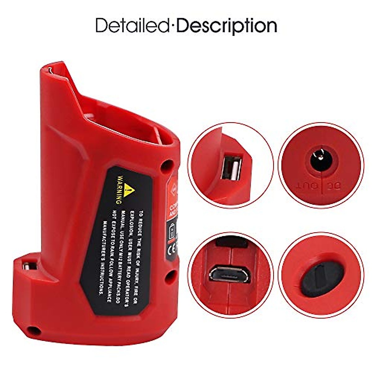 DSANKE USB Power Source for Milwaukee M12 48-59-1201 49-24-2310 USB Charging Adapter 10.8V/12V Heated Jacket Power Source Li-ion Battery Power Source