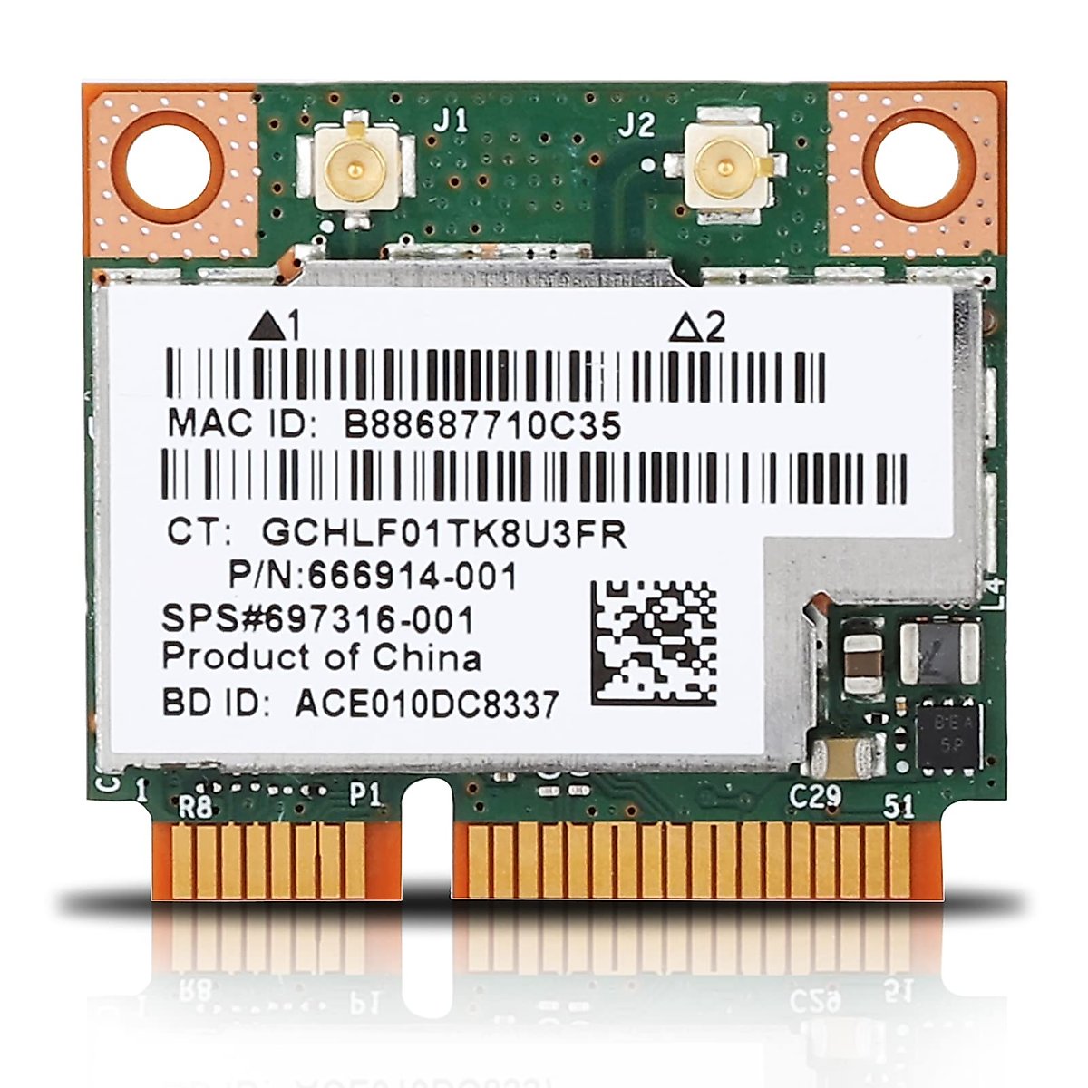 Mini PC-E Wireless Network Card,Bluetooth 4.0 300Mbps 2.4 and 5 GHz Dual-Band PCI-E Wireless LAN Card,Suitable for Broadcom BCM943228HMB,Suitable for Windows 2000/XP/VISTA/7