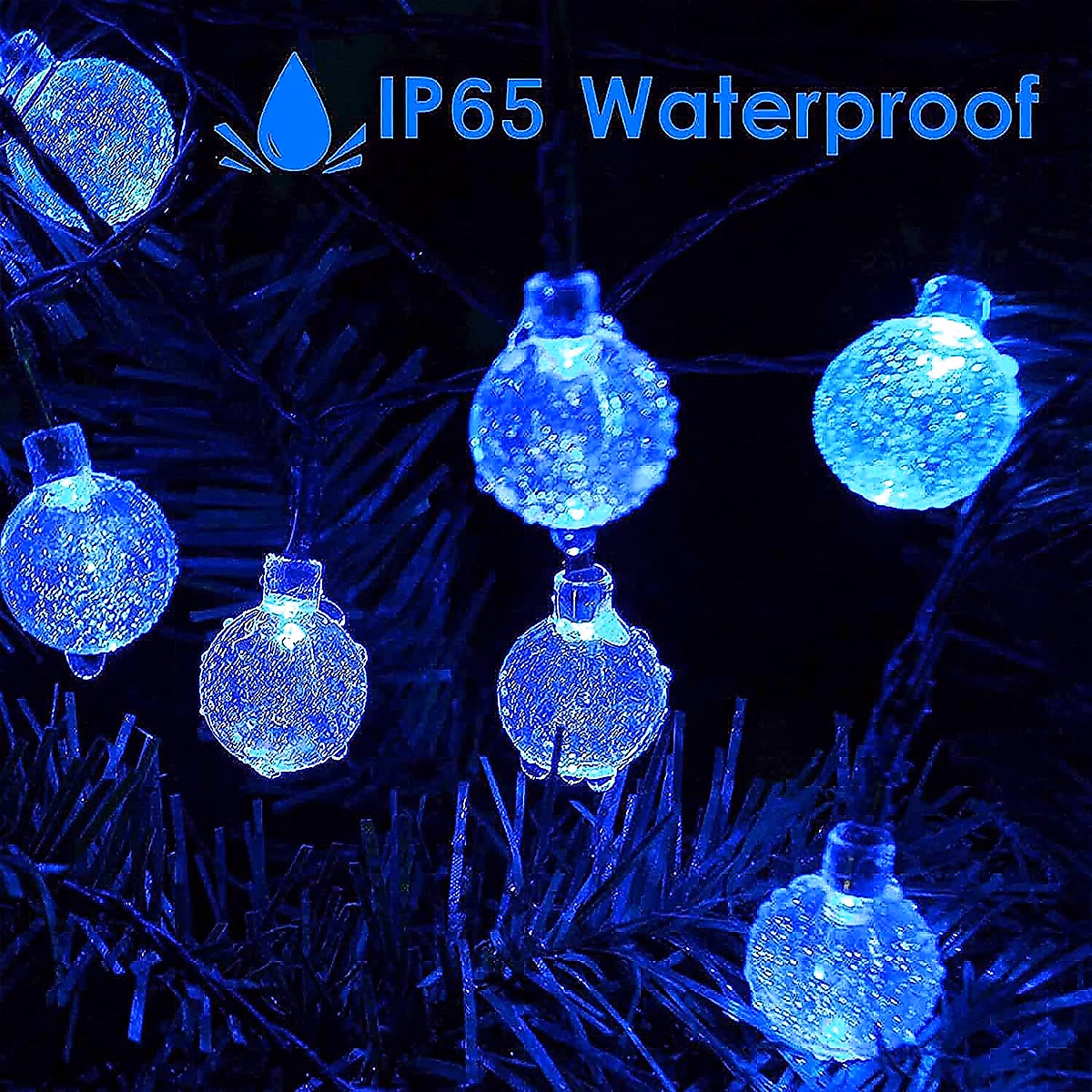 Halloween Solar Lights Outdoor Waterproof - 50 LED String Lights With 8 Lighting Modes, 7M/24 Ft for Tree, Garden, Patio, Party, Festival (Blue)