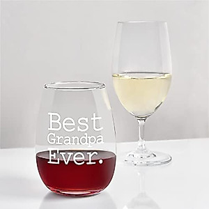Best Grandpa Ever Stemless Wine Glass, Grandpa Wine Glass 15oz, Father's Day Gift, Birthday Gift, Christmas Gift for Men, Grandpa, Grandfather, New Grandpa
