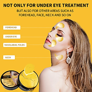 24K Gold Eye Masks for Dark Circles and Puffiness 70PCS, Under Eye Patches Gel Pads for Puffy Eyes Treatment w/Collagen, Caffeine, Peptides for Eye Bags Treatment, Gel Eye Mask Skincare