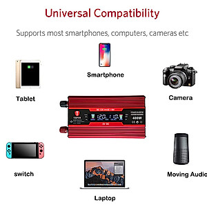 Toopow 400W Power Inverter DC 12V to 110V AC Converter with Digital LCD Display 2A USB Car Charger Adapter for RV Phones Tablets PC Laptops