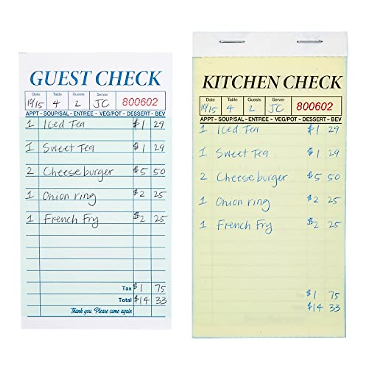 Juvale 10 Pack Restaurant Server Note Pads with Carbon Copy for Guest Checks, Waiter, Waitress 500 Total Tickets (3x7 in)