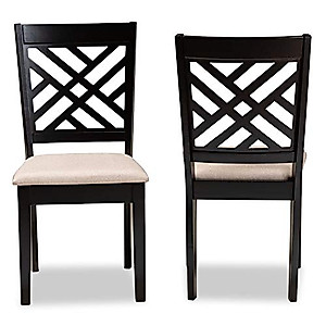 Baxton Studio Caron Modern and Contemporary Sand Fabric Upholstered Espresso Brown Finished Wood 2-Piece Dining Chair Set