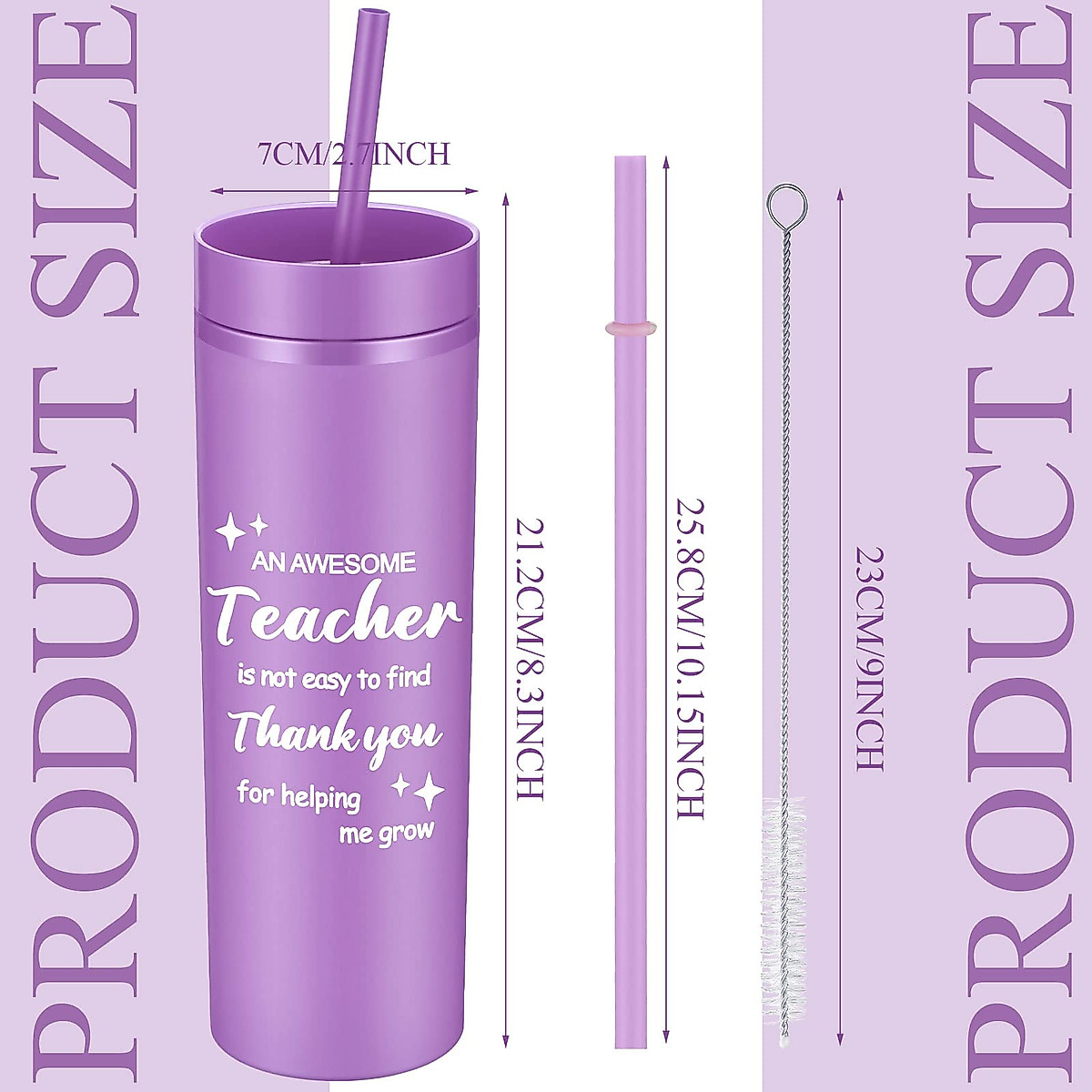 12 Pack Teacher Appreciation Gifts for Teachers Skinny Tumblers 16oz Matte Pastel Colored Acrylic Tumblers with Lids and Straws Thank You Gifts for Grad Teachers Day Birthday (Bright Colors, 12 Pack)
