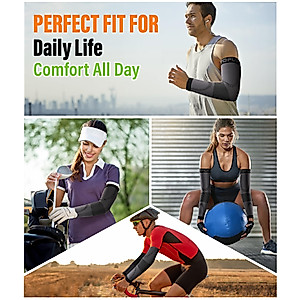 TOFLY Compression Arm Sleeves Elbow Braces for Men & Women (1 Pair), 20-30 mmHg Graduated Compression Arm Braces Support for Tennis Elbow, Tendonitis, Lymphedema, Arthritis, Edema, Workouts, Black L