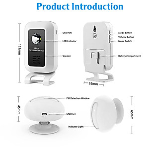 KERUI M7 Wireless Indoor Motion Sensor Alarm/Doorbell Portable Motion Detector Alarm with 32 Chime Tunes 450ft Long Range Motion Activated Alerts for Home Security Business,Store,Office,School