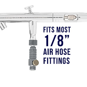 Master Airbrush Brand Airbrush Quick Release Disconnect Coupler & Plug with Airbrush Airflow Adjustment Control Valve 1/8 in. BSP Male and Female Connections