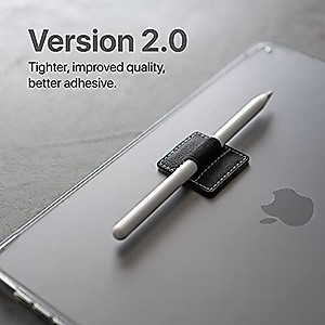 TineeOwl Pen Holder for Apple Pencil (Improved), Adhesive Loop for Books, Surface Laptop, Journal & More - 3M Self-Adhesive Vegan Leather Elastic Pencil Loop (3 PACK) - Black