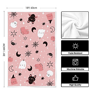 Artoid Mode Bats Ghost Trick or Treat Spooky Boo Spider Web Halloween Kitchen Towels Dish Towels, 18x26 Inch Seasonal Decoration Hand Towels Set of 4