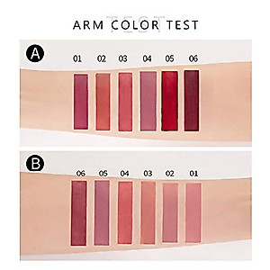 KBTPMTL HANDAIYAN 6 Pcs Matte Liquid Lipstick Makeup Set, 6 Lipstick Set Non-stick Matte Lip Gloss Set Multi-color Lipstick (A)