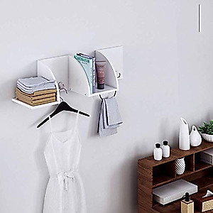 PIBM Stylish Simplicity Shelf Wall Mounted Floating Rack Shelves Partition Bookshelf Simple Hook up Coat Rack Living Room Bedroom,2 Colours, White , 82.3x20x20cm