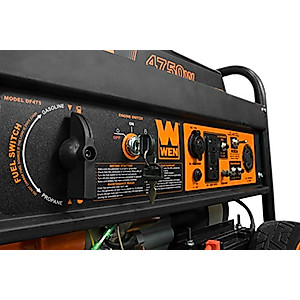 WEN DF475T Dual Fuel 120V/240V Portable Generator with Electric Start Transfer Switch Ready, 4750-Watt, CARB Compliant