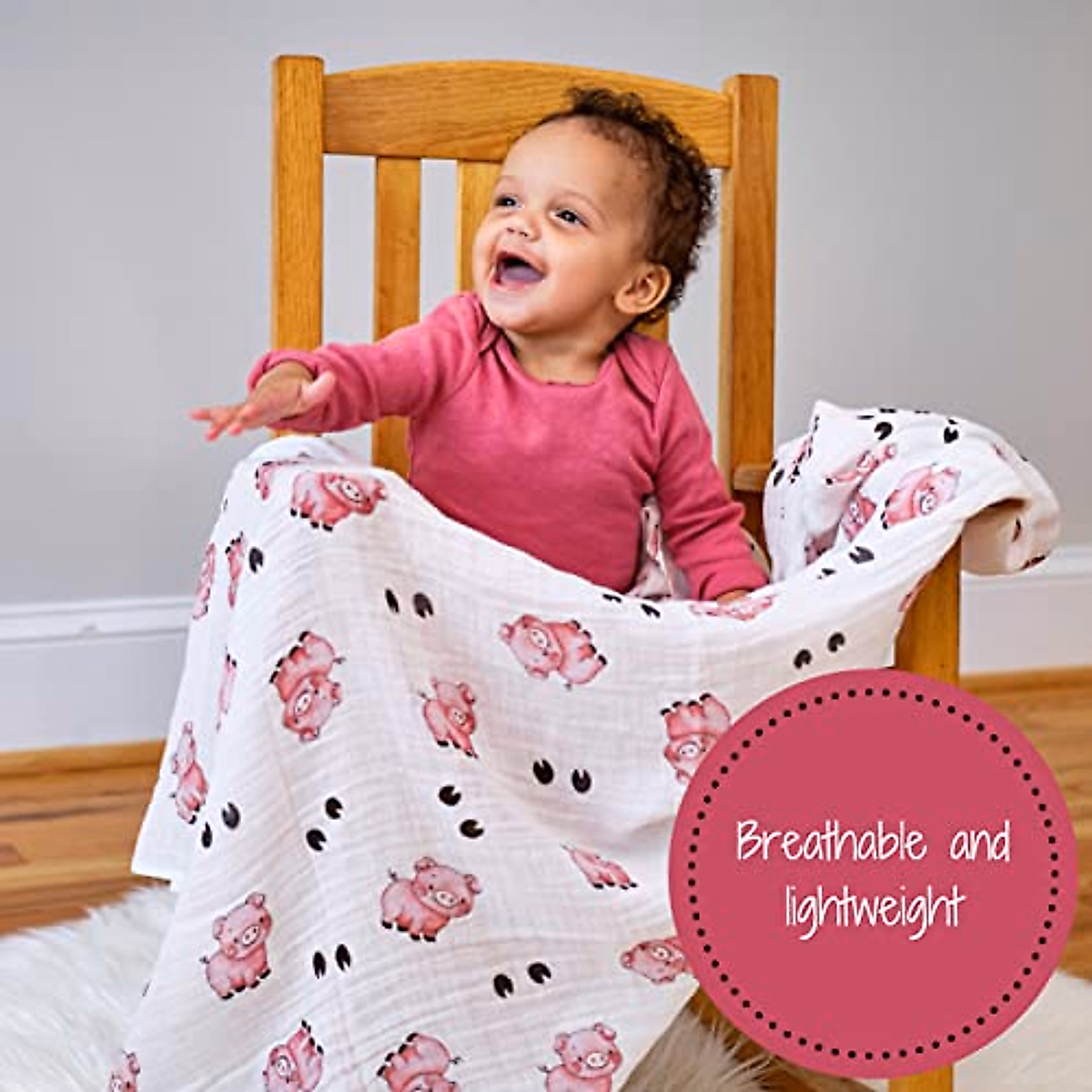 LollyBanks Swaddle Blanket | 100% Muslin Cotton | Gender Neutral Newborn and Baby Nursery Essentials for Girls and Boys, Registry | Farm 3 Pack