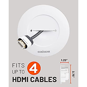 ECHOGEAR TV Cord Hider for Wall Mounted TV - White Cable Management Kit Hides TV Wires Behind The Wall- Includes 2 Pass Throughs, Locking Brackets, and Hole Saw Drill Attachment for Easy Install