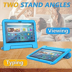 New Amazon Kindle Fire Max 11 Kids Tablet Case (13th Gen, 2023 Released), DJ&RPPQ Lightweight Shockproof Cover Built-in Screen Protector with Handle Stand for Kindle Fire Max 11 Tablet - Blue