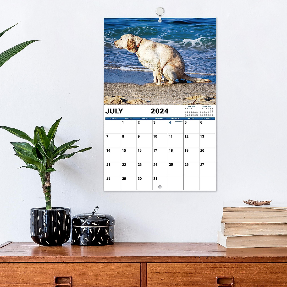 Gag Gifts - 2024 Wall Calendar, White Elephants Pooping Dogs, Calendar 2024 from Jan.2024 to Dec.2024, 12 Monthly Calendar Planner, Wall Calendar 2024, Funny Calendar for Family, Friends