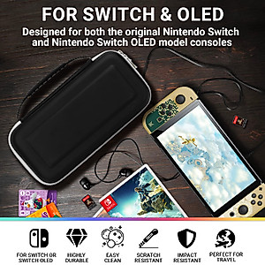 Orzly Carry Case Nintendo Switch Oled console with accessories and Games storage compartment - Easy Clean Case Gift Boxed Edition