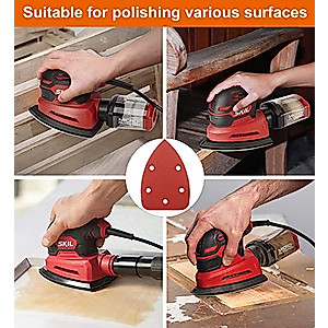 Detail Sander Paper, 120-600 Grits, Hook and Loop Backing, 5 Holes, for Sanding and Polishing, 60 Sheets