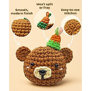 Craftori EZYarn - Crochet & Knitting Yarn for Beginners - Easy-to-See Stitches Cotton Nylon Blend Medium #4 Yarn (200g)