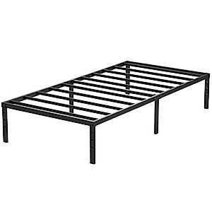 Maenizi Heavy Duty Twin Bed Frame No Box Spring Needed, 14 Inch Metal Platform Bed Frame Twin Support Up to 2500 lbs, Easy Assembly, Noise Free, Black