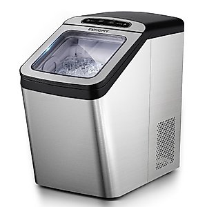 EUHOMY Nugget Ice Maker Countertop, Max 33lbs/day, 2 Way Water Refill, Self-Cleaning Pebble Ice Maker Machine with 3Qt Reservoir, Ice Makers Countertop Ideal for Home, Office, Bar, and Party. (Silver)