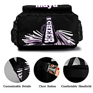 zaaprintblanket Personalized Custom Beautiful Purple Cheer Teens Backpack Shoulder Bag with Chest Strap With 2 Side Pockets