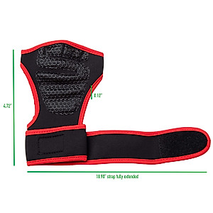 Mind Reader Pull-Up Glove Set, Secure Finger Holes, Textured Non-Slip Grip for Chin-Up Bars, Gymnastics, Circus Training, Aerial or Pole Fitness, Small, Red