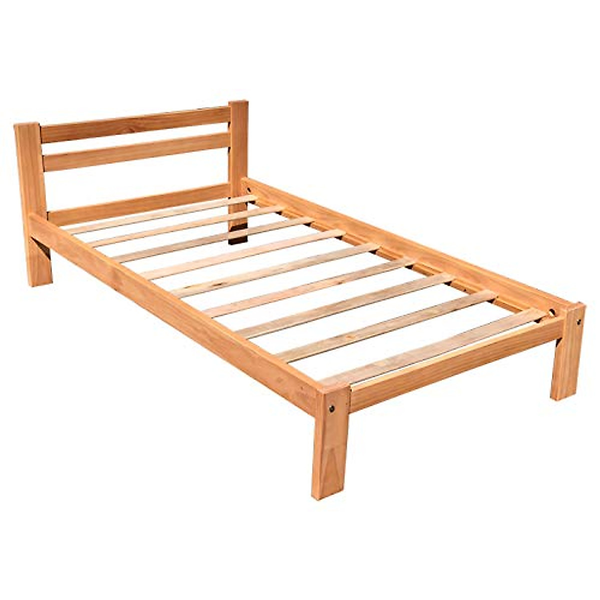 Amazonas Twin Size Bed Frame Solid Pine Wood Honey Pine with Hardwod Slats Support Finish Wooden Kids Bed Single Suitable for Boys Girls Bedroom Wooden Bed Frame