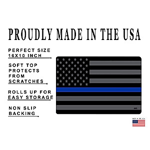 Rogue River Tactical Subdued Thin Blue Line Flag Gun Cleaning Mat Bench Pad Gift for Police Officer Law Enforcement